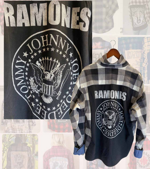 Ramones Circle Logo Vintage Rock Flannel Shirt